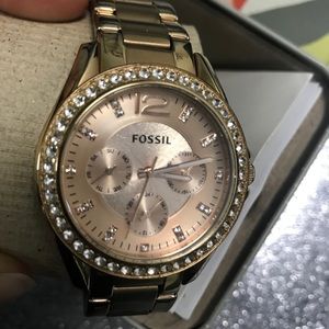 Fossil | Accessories | Fossil Riley Rosetone Stainless Steel Watch ...